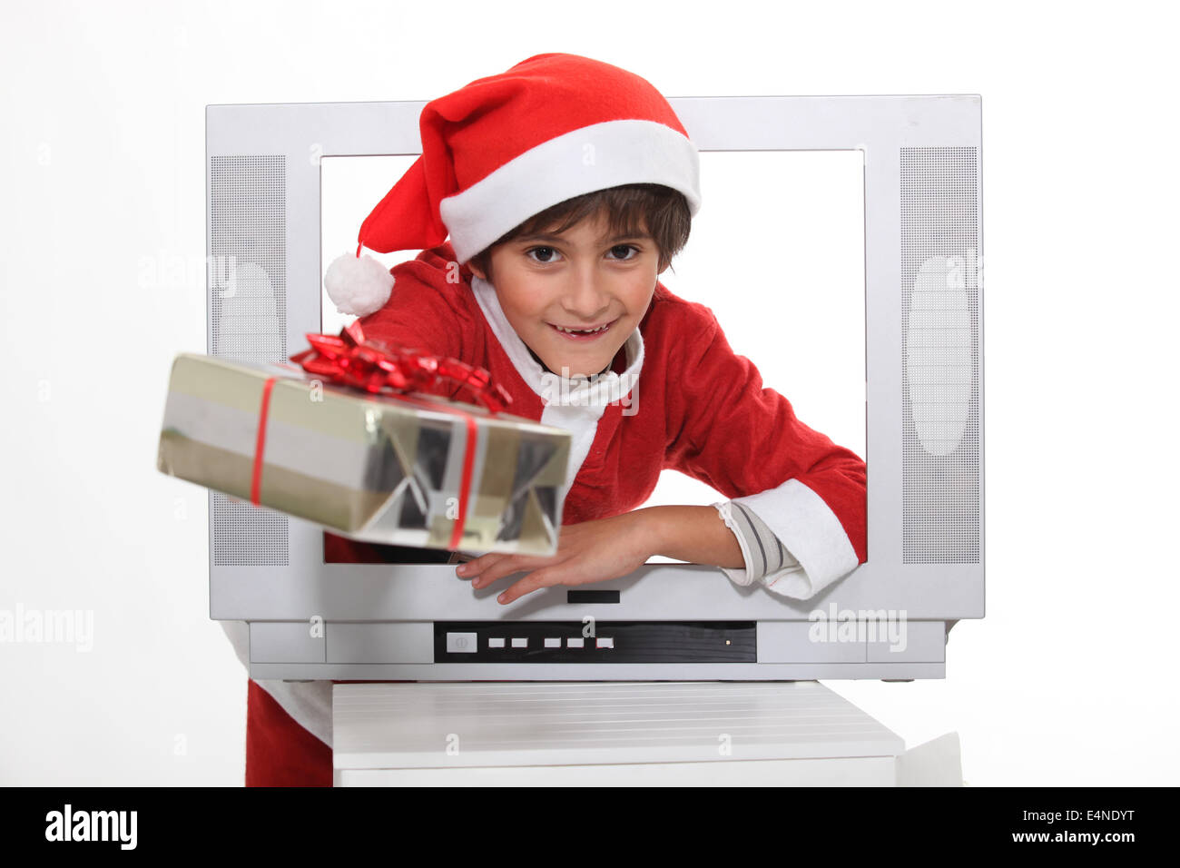 Popping out the TV Stock Photo - Alamy