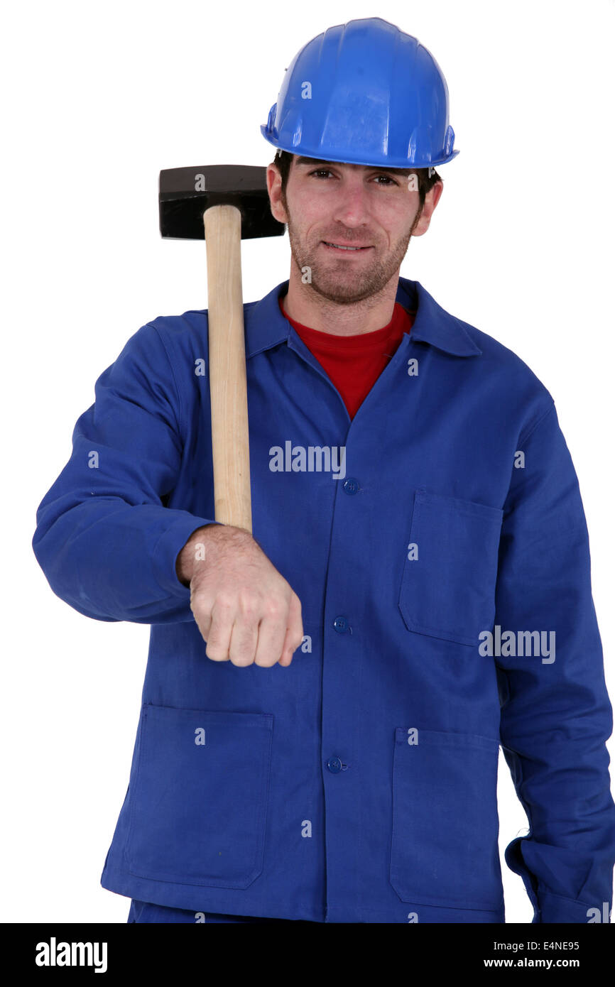 craftsman holding a hammer Stock Photo - Alamy