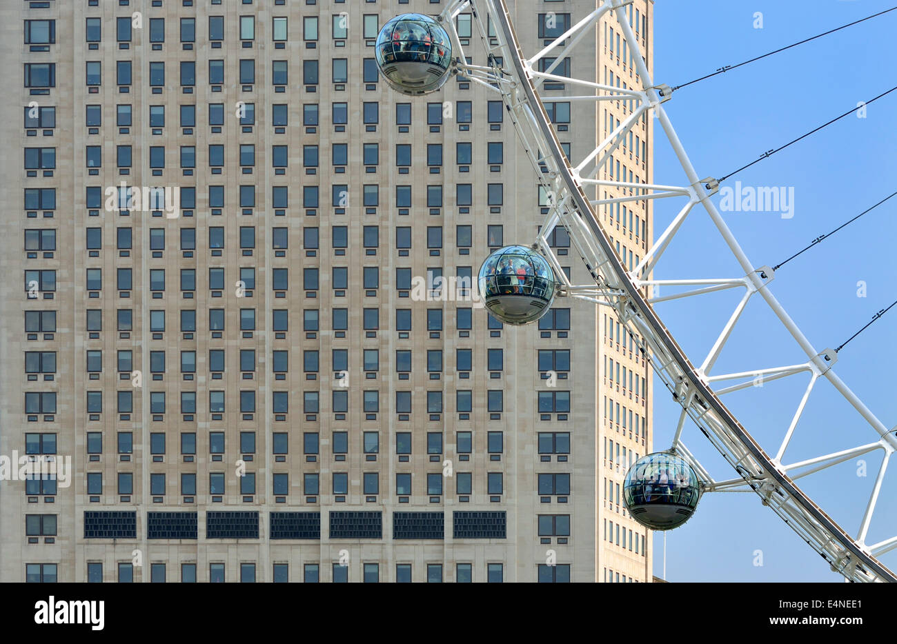 London, England, UK. London Eye / Millennium Wheel and the Shell Centre ...