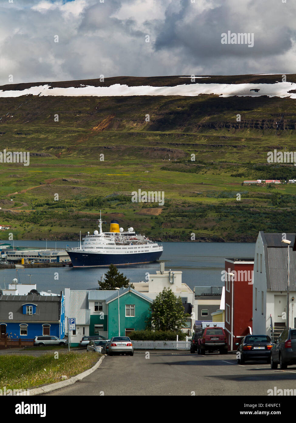 Cruise ship at akureyri harbour in iceland hi-res stock photography and ...