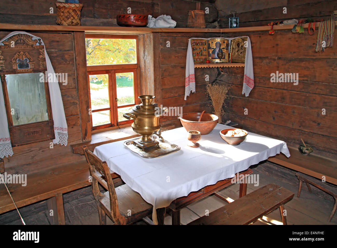 interior in rural wooden house Stock Photo - Alamy