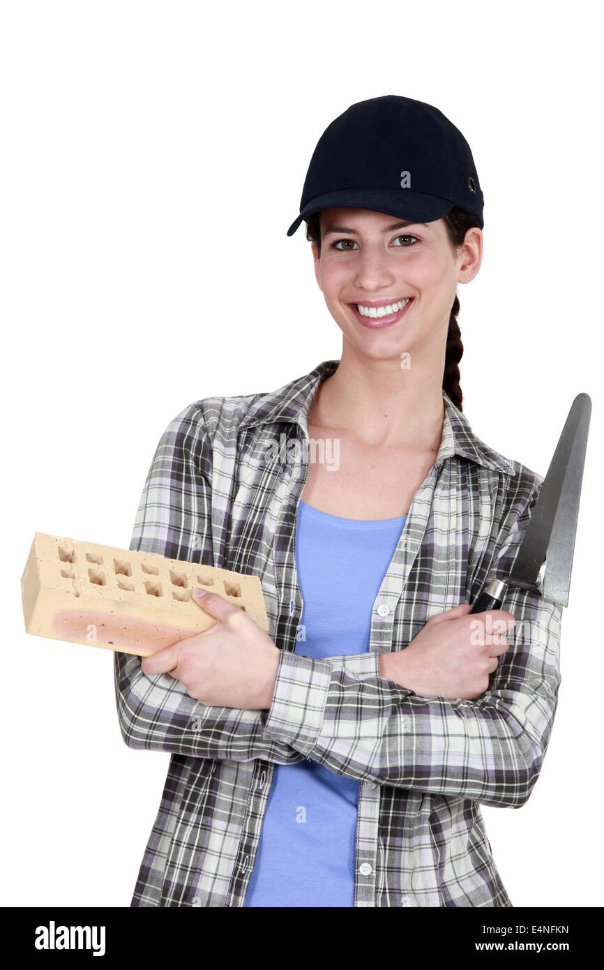 Female construction worker block hi-res stock photography and images ...