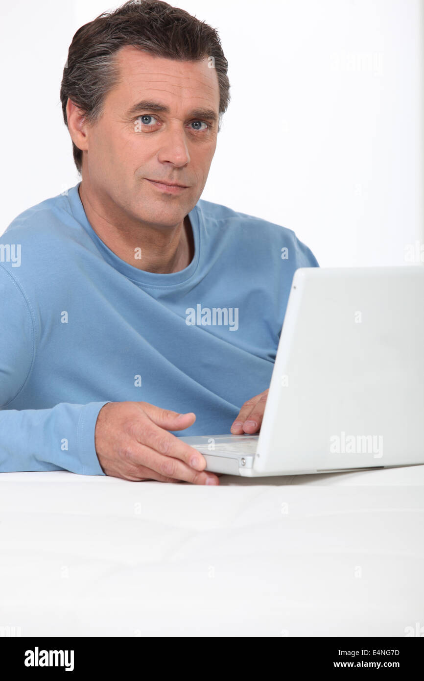 Man with computer Stock Photo - Alamy