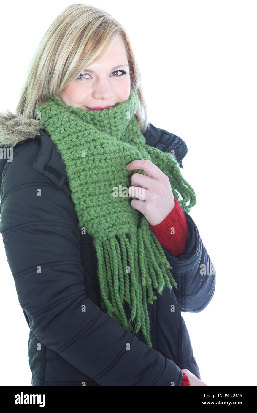 Woman feeling the winter cold Stock Photo - Alamy