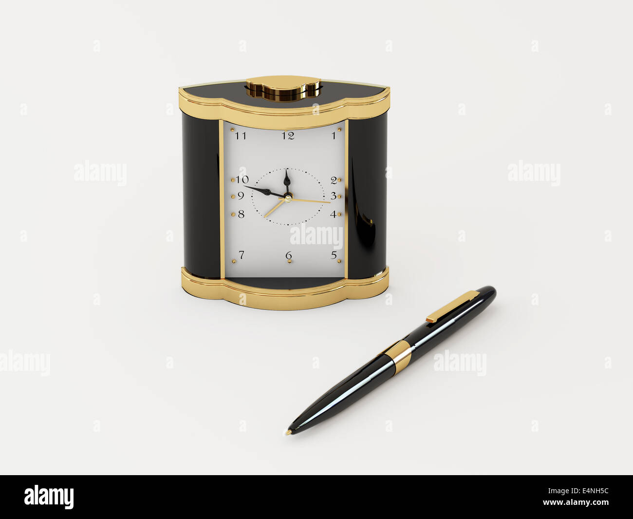 Clock and pen Stock Photo - Alamy