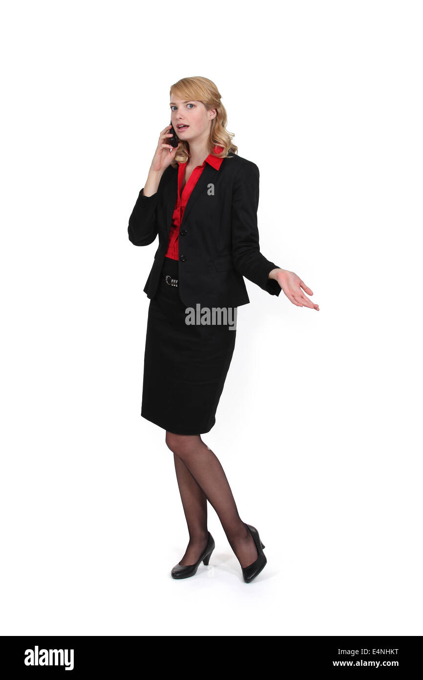Female talking on mobile Cut Out Stock Images & Pictures - Alamy