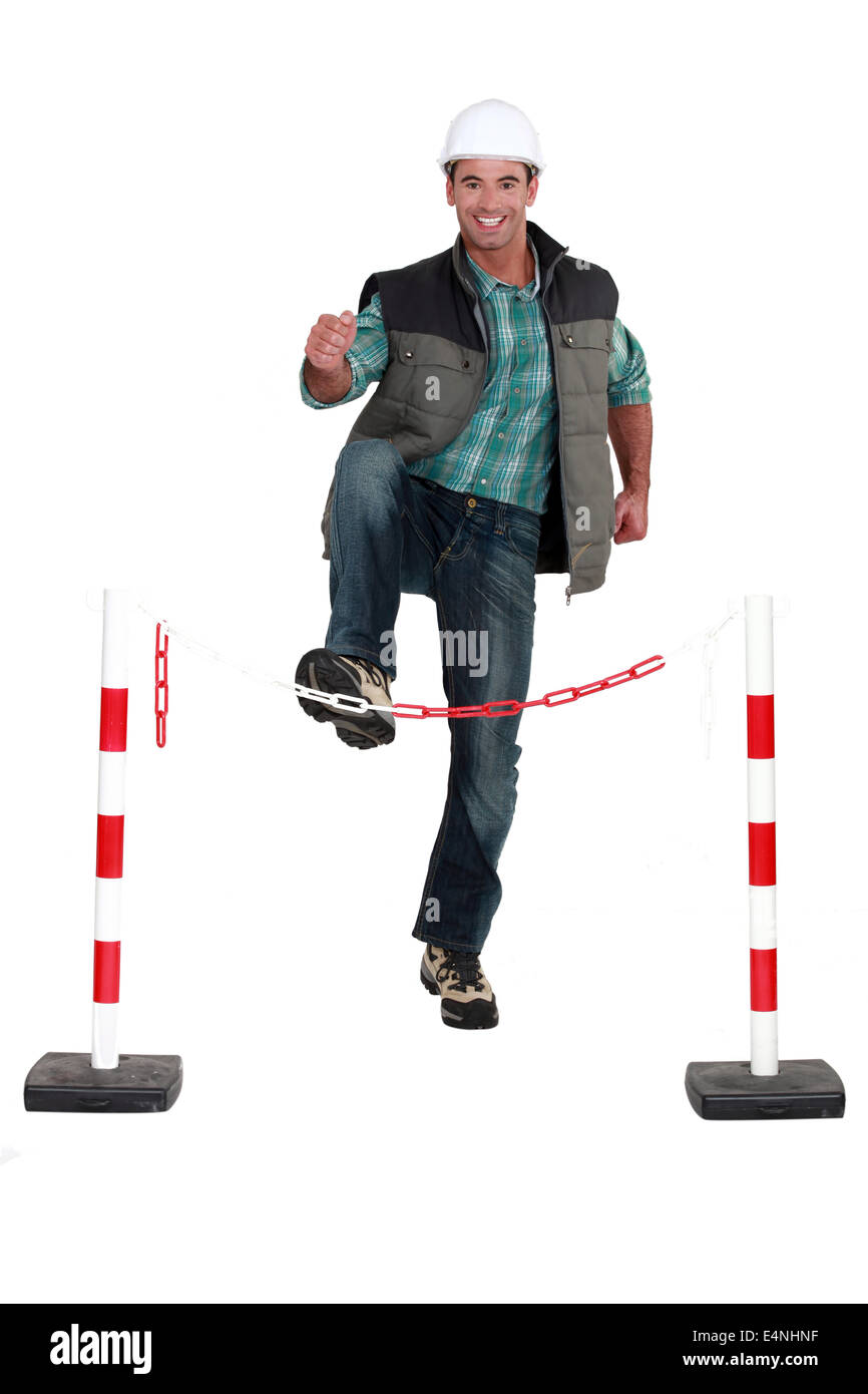 Man jumping over barrier hi-res stock photography and images - Alamy