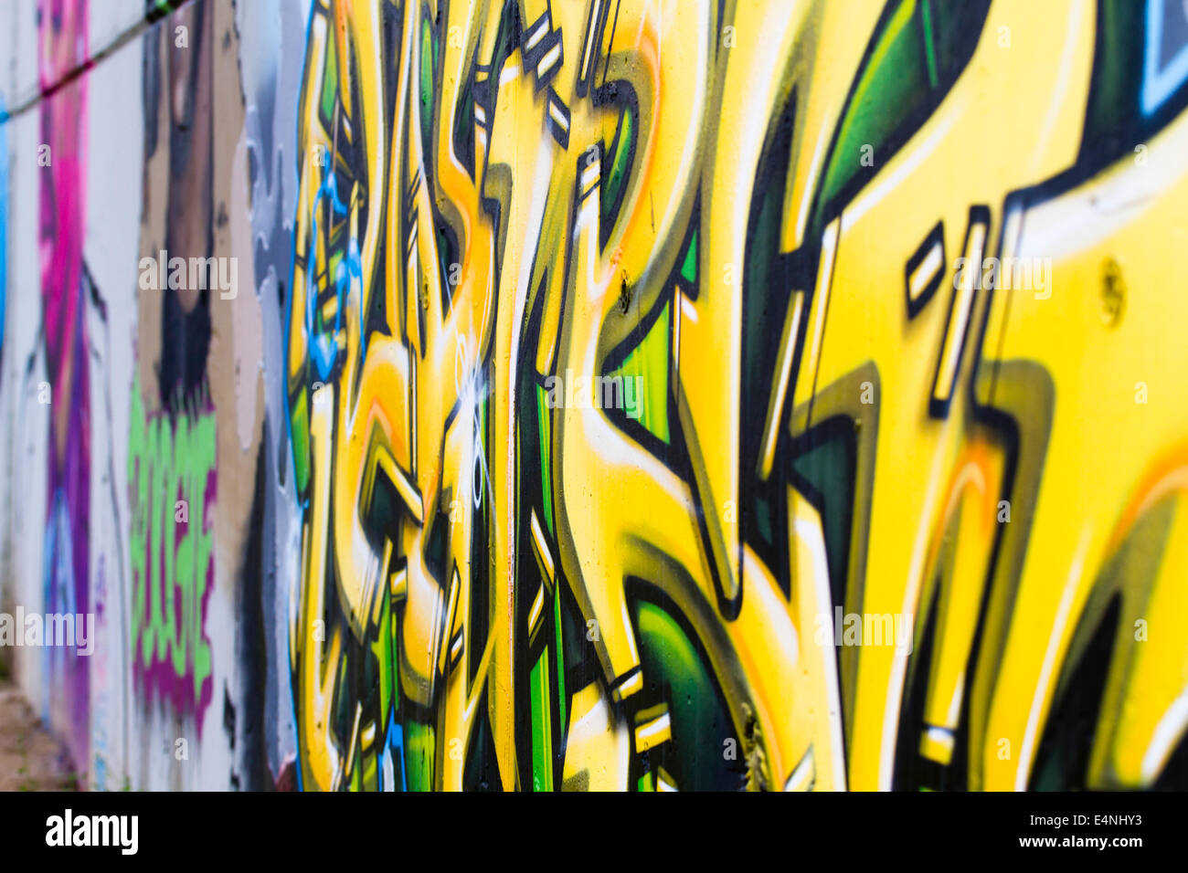 Colorful segment of a graffiti in Spain Stock Photo - Alamy