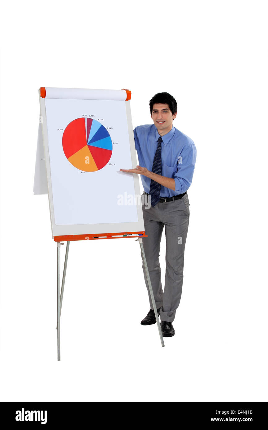 Businessman presenting a pie chart Stock Photo - Alamy
