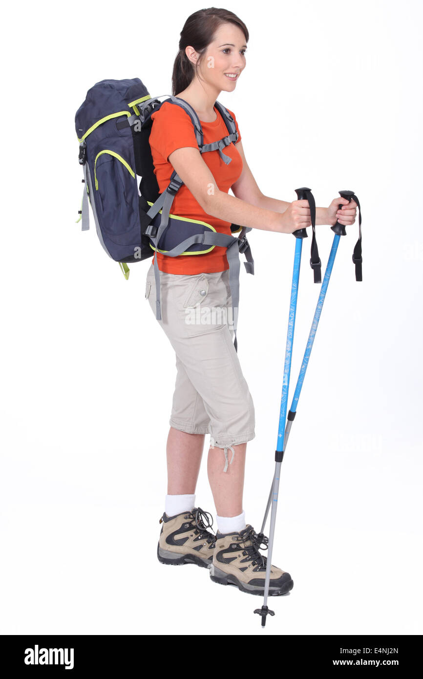 Female walker backpacker hiker hi-res stock photography and images - Alamy