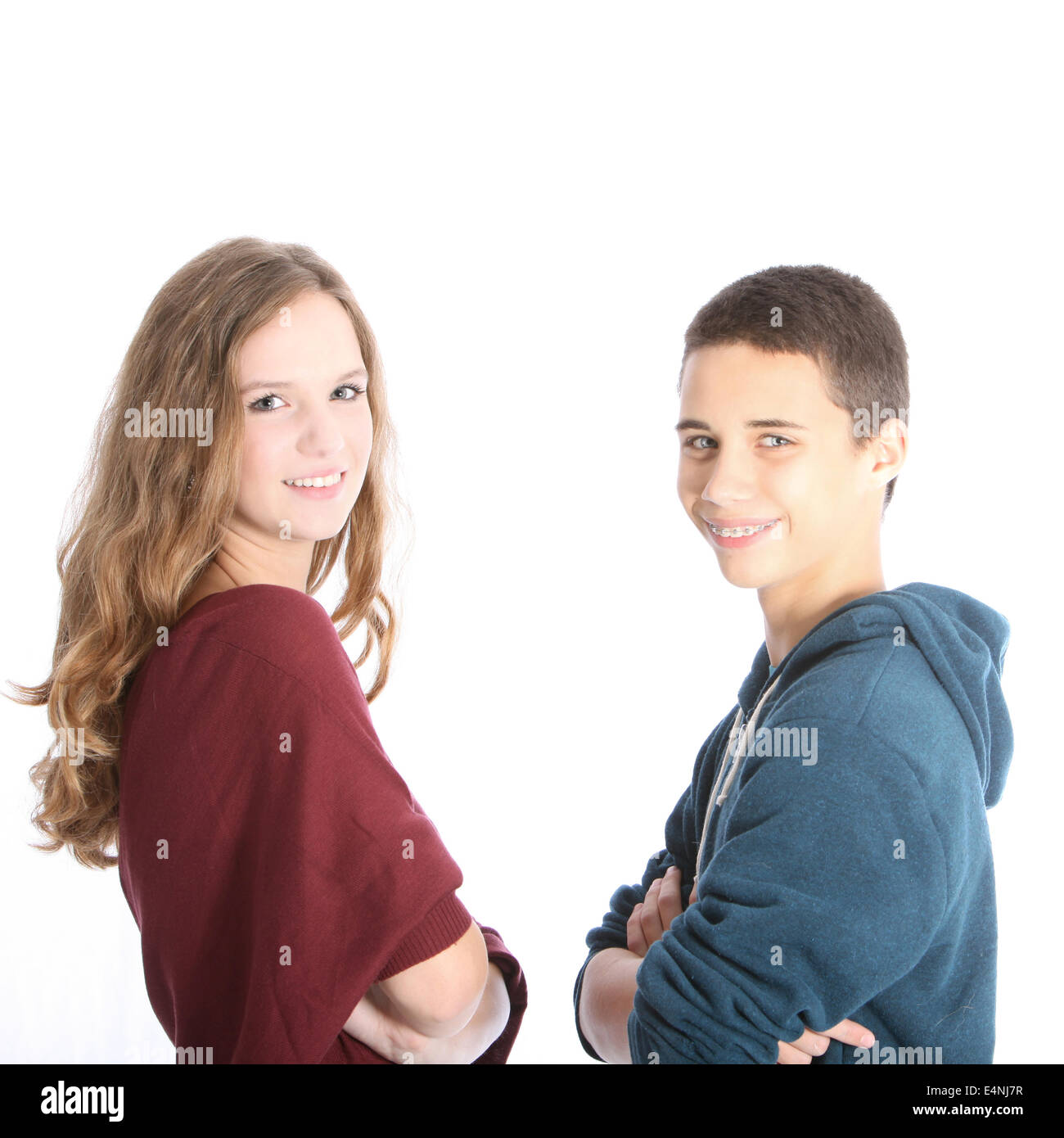 Friendly teenage siblings Stock Photo - Alamy