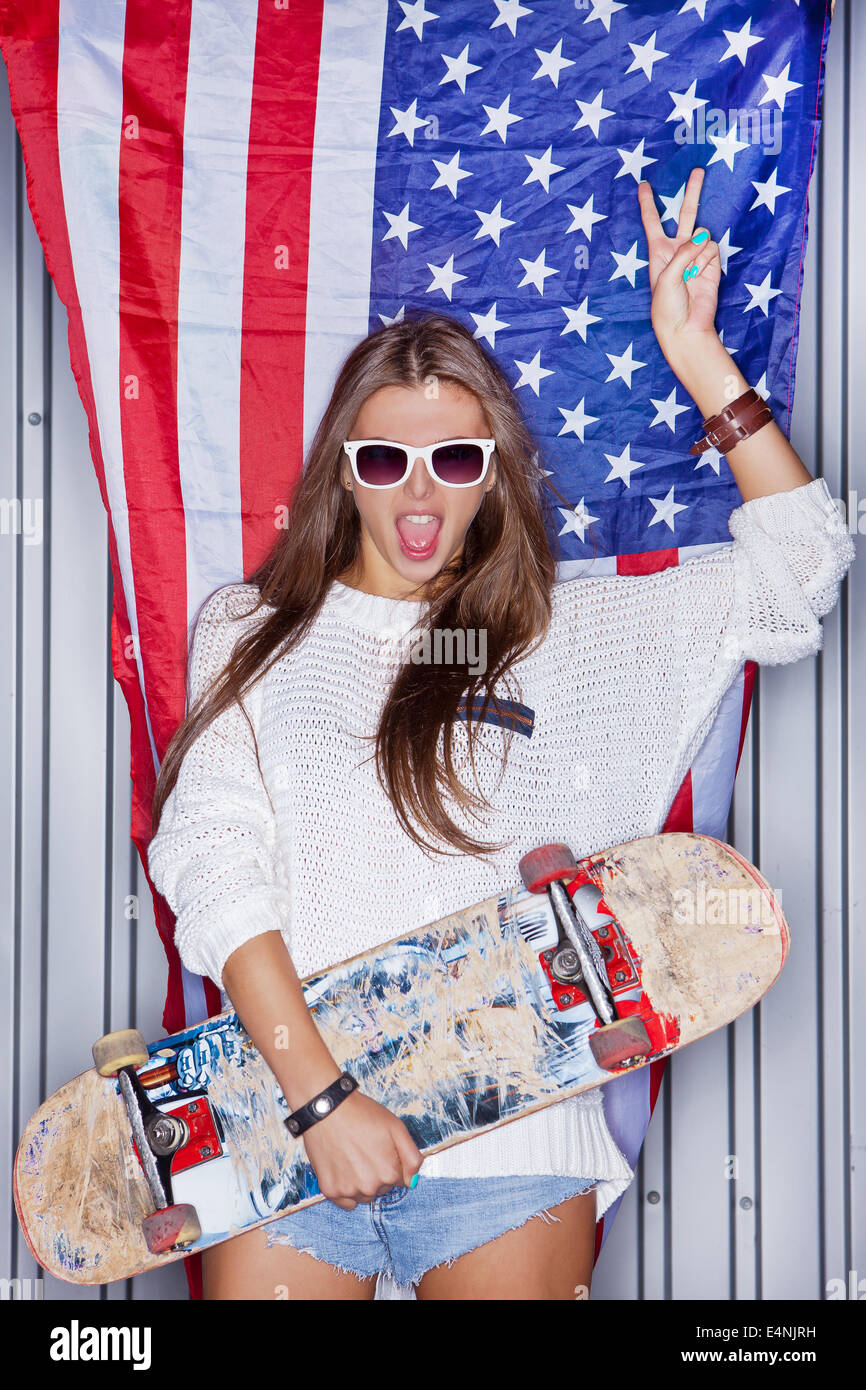 Beautiful patriotic girl Stock Photo - Alamy