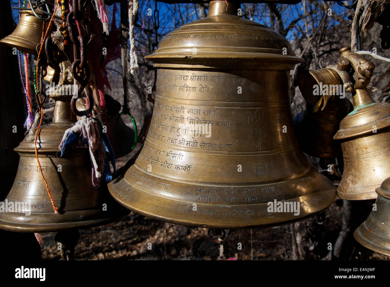 Bells at Muktinath Temple, Annapurna Circuit, Mustang District, Nepal ...
