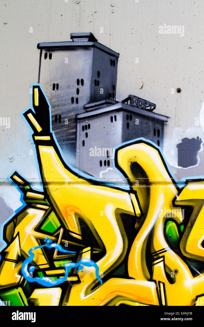 drawings on a wall, segment of a graffiti Stock Photo - Alamy