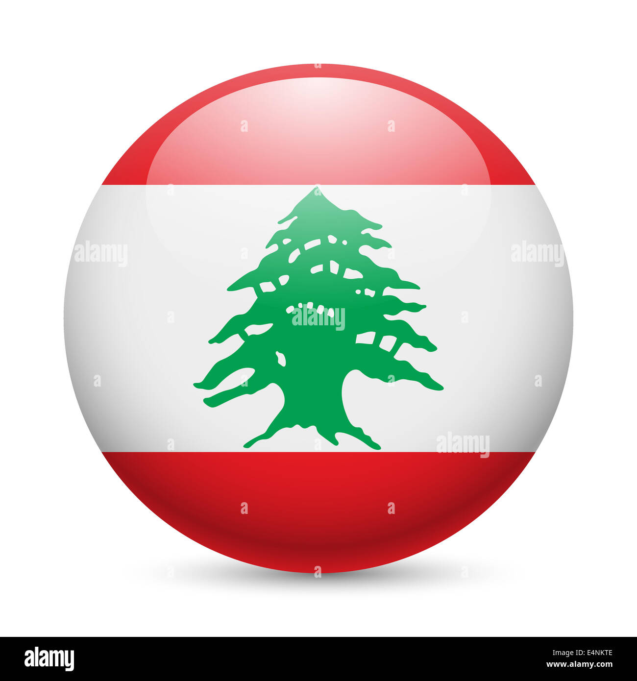 Flag of Lebanese Republic as round glossy icon. Button with flag design ...