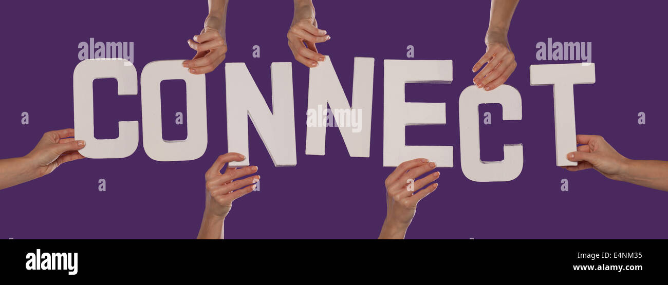 White alphabet lettering spelling CONNECT Stock Photo - Alamy