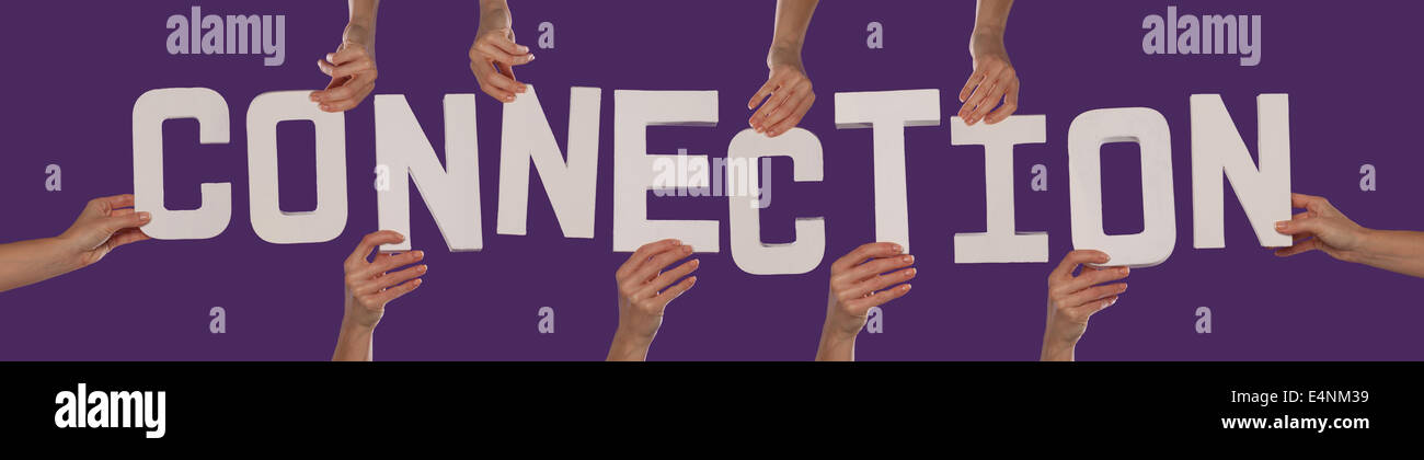 White alphabet lettering spelling CONNECTION Stock Photo - Alamy