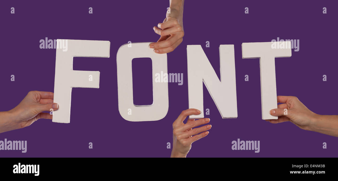 White alphabet lettering spelling FONT Stock Photo - Alamy