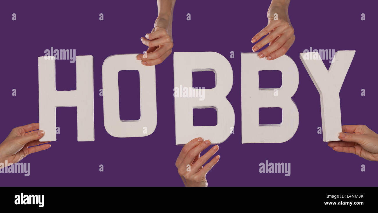 White alphabet lettering spelling HOBBY Stock Photo - Alamy