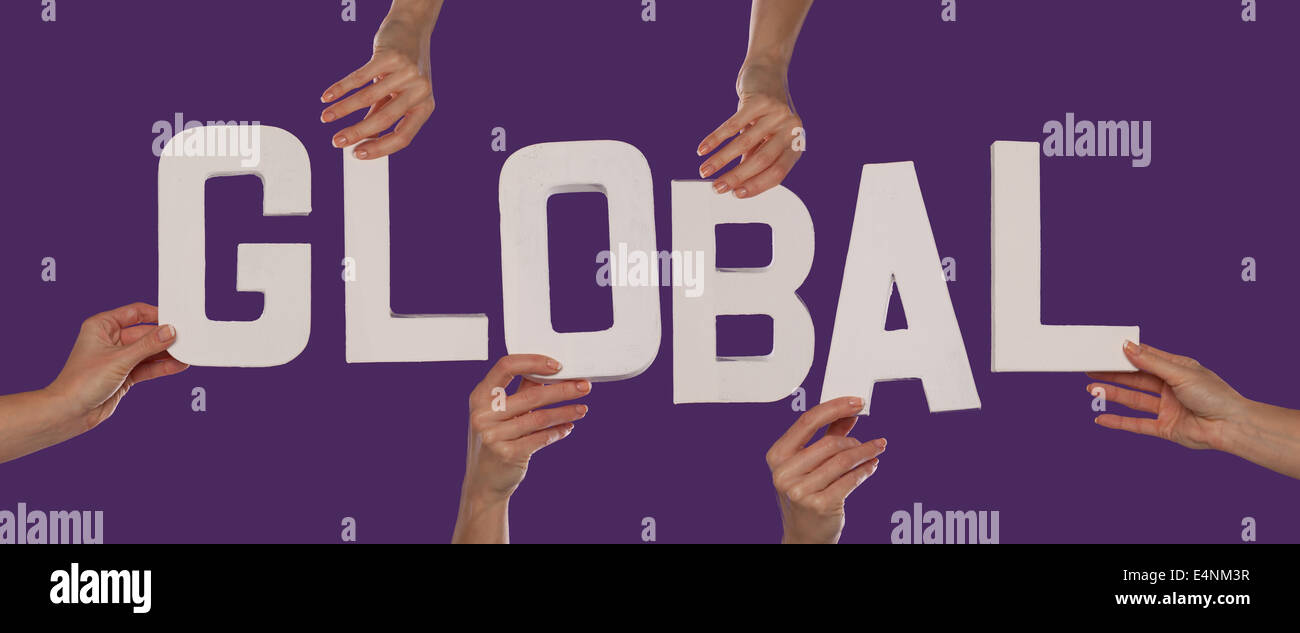 White alphabet lettering spelling GLOBAL Stock Photo - Alamy