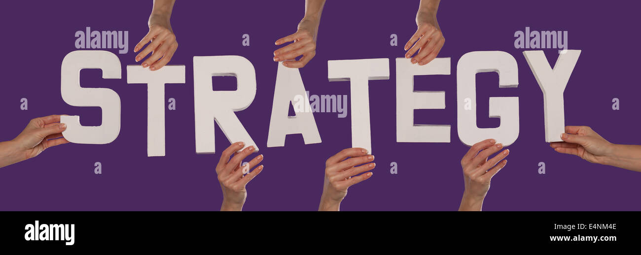 White alphabet lettering spelling STRATEGY Stock Photo - Alamy