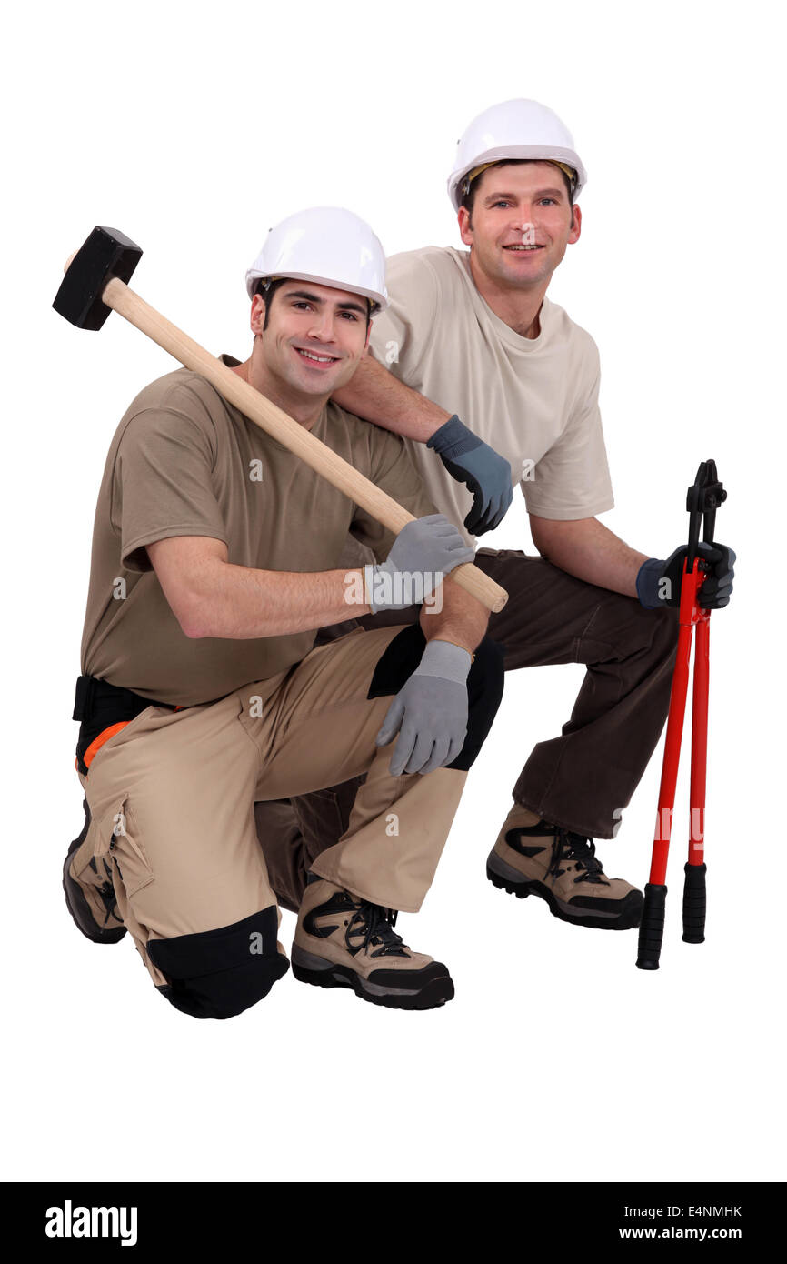 A team of tradesmen with their tools Stock Photo - Alamy