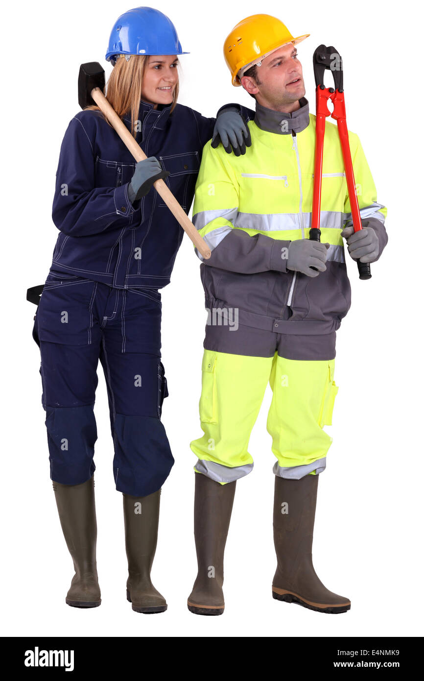 Construction teamwork workers Cut Out Stock Images & Pictures - Alamy