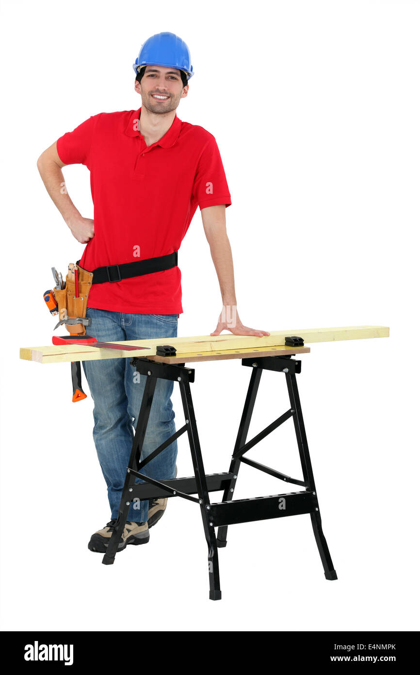 carpenter cutting wood Stock Photo - Alamy