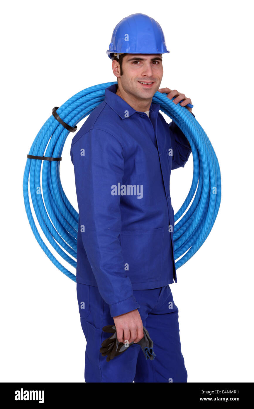 Plumber going to work Stock Photo - Alamy