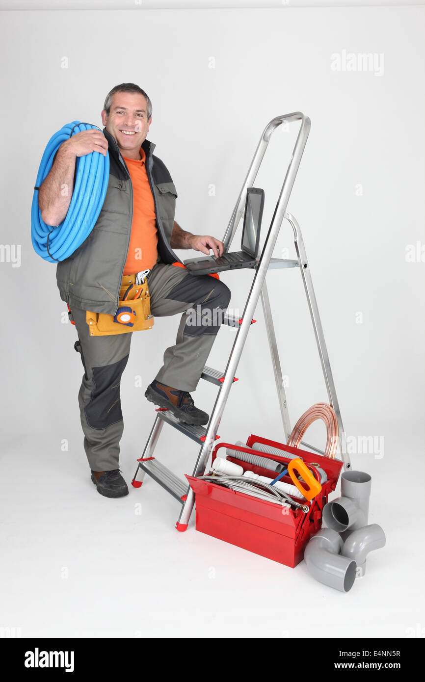 Red step ladder hi-res stock photography and images - Alamy