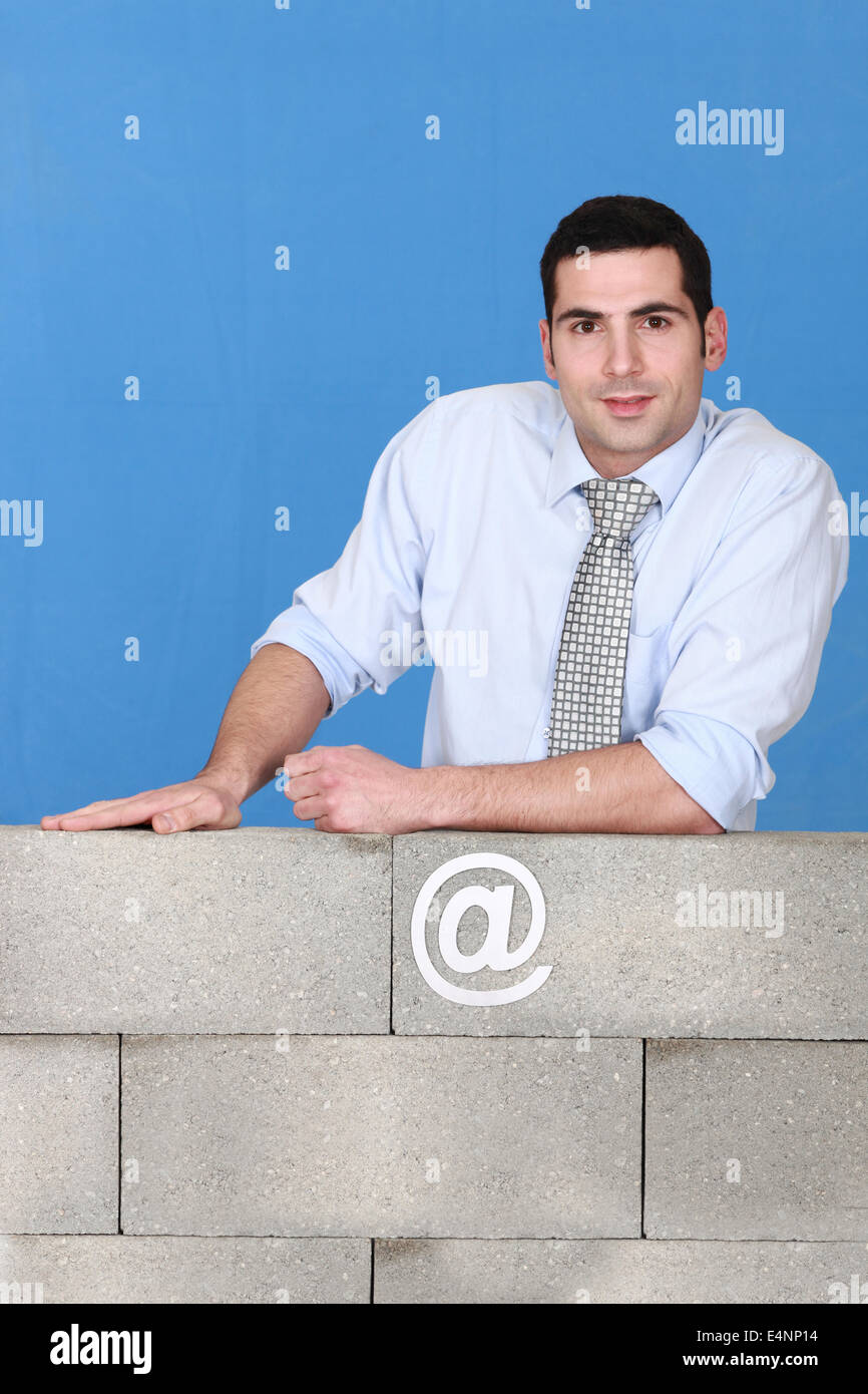 Man embracing technology Stock Photo - Alamy