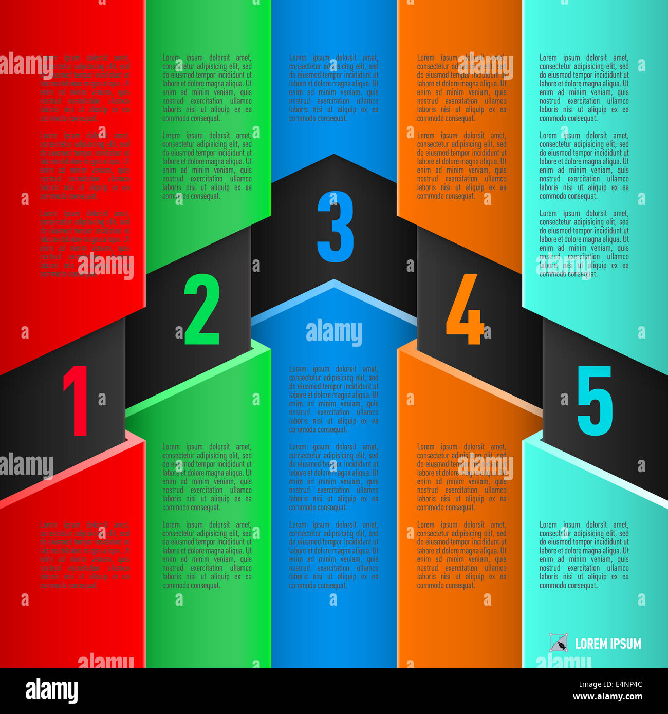 Infographics in paper style with colorful sheets numbered items from ...