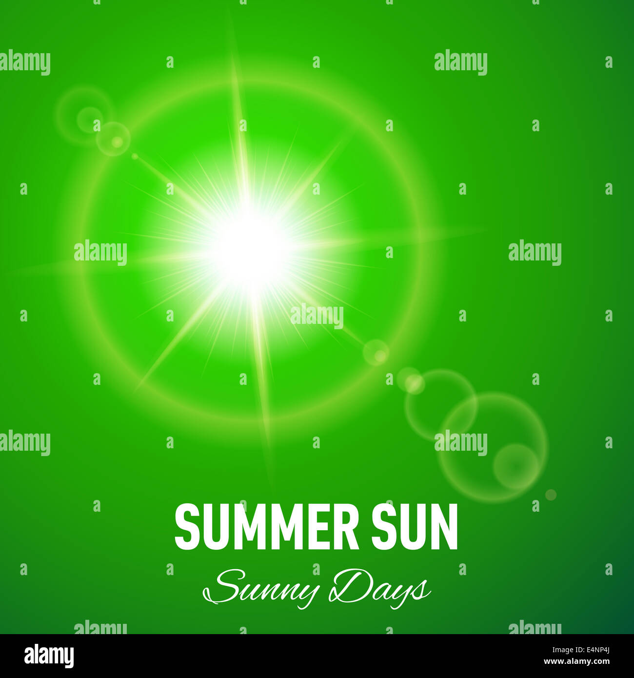 Green summer background with glaring sun and lens flare Stock Photo - Alamy