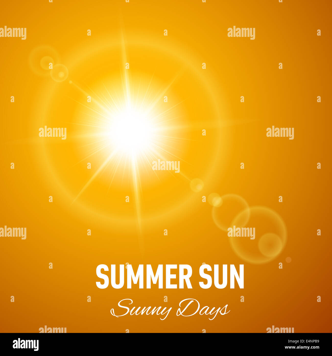 Orange summer background with glaring sun and lens flare Stock Photo ...