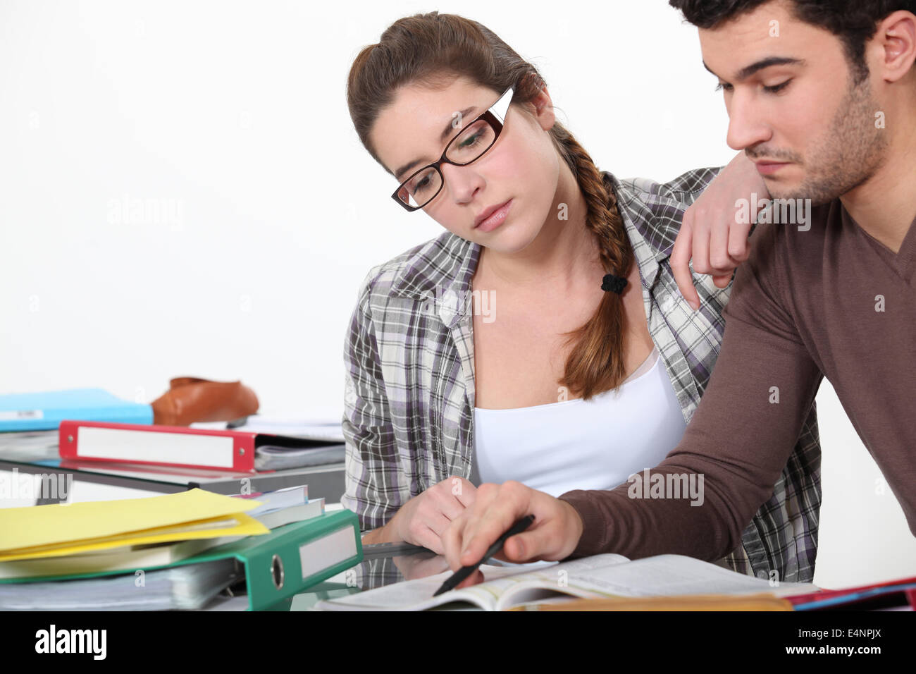 Couple revising together Stock Photo - Alamy
