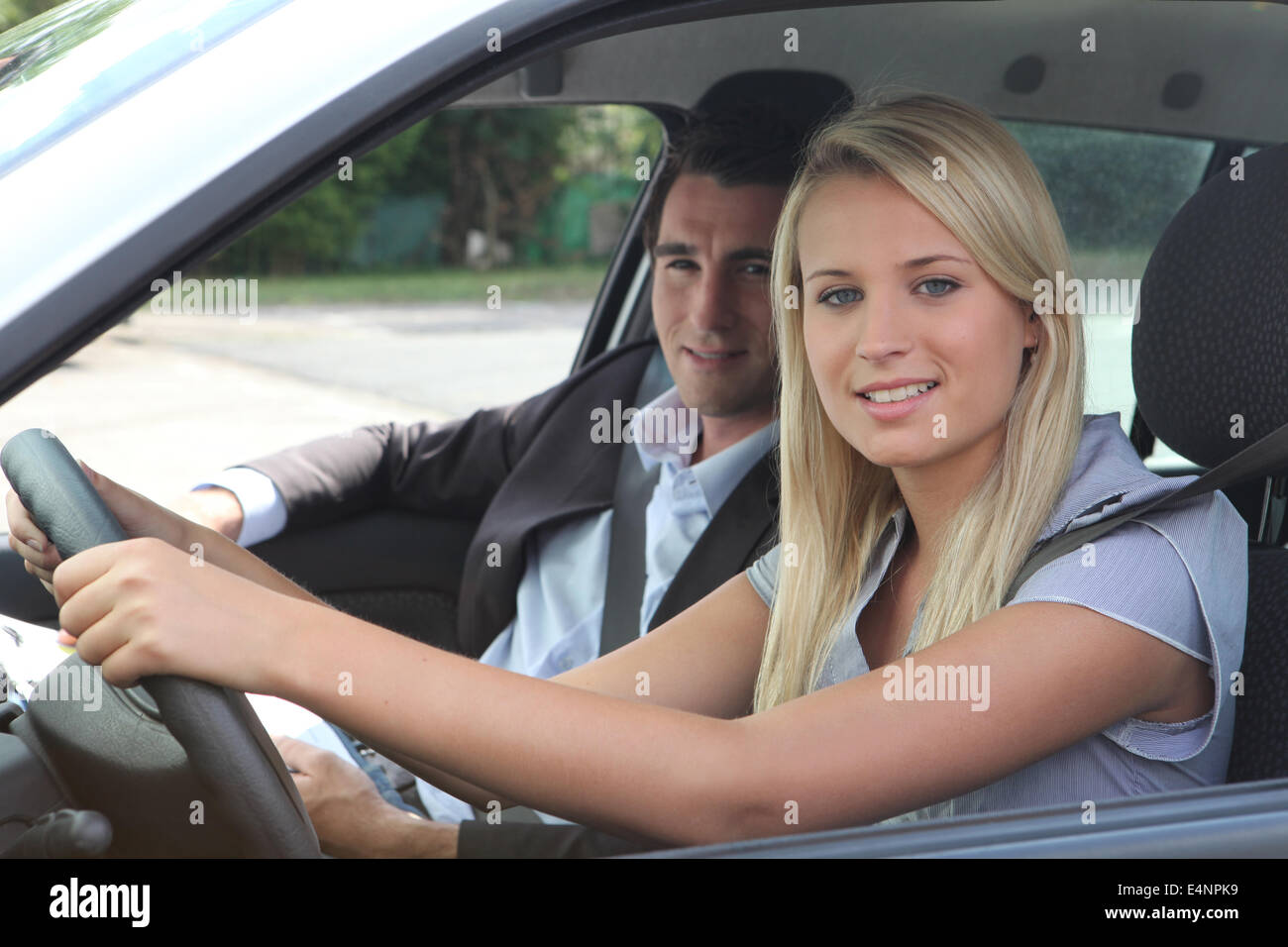 girl in driving lesson Stock Photo - Alamy