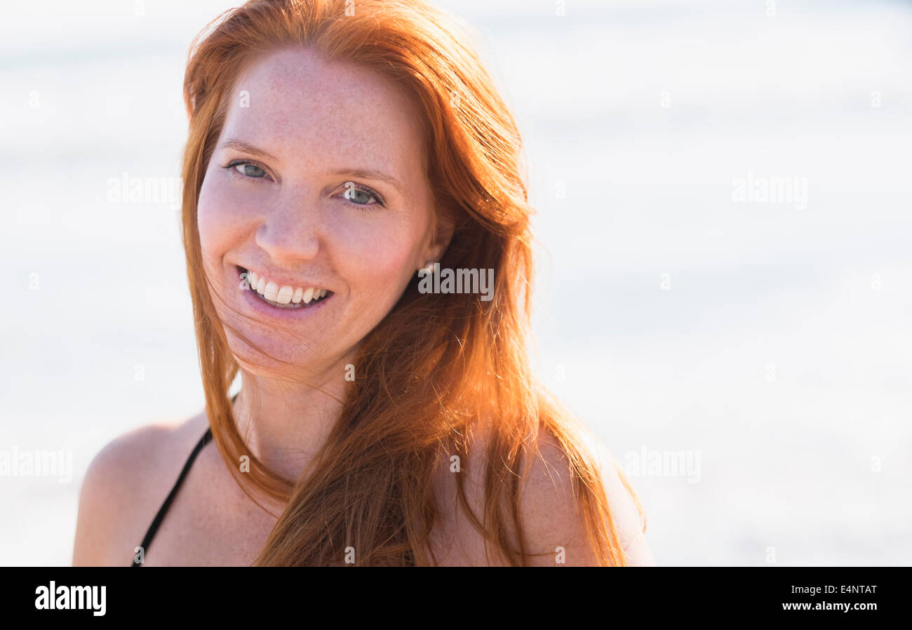 USA, Florida, Palm Beach, Portrait of woman on beach Stock Photo - Alamy