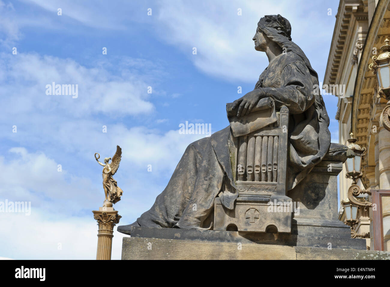 Lady statue outside the Rudolfinum Concert Hall, Prague, Czech Republic ...