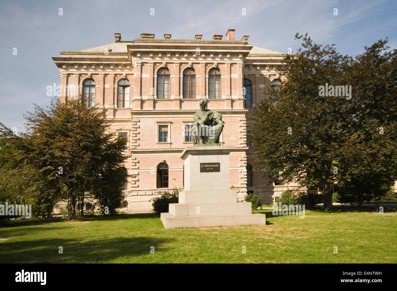 EUROPE, Croatia, Zagreb, J.J. Strossmayera Square, statue of JJ ...