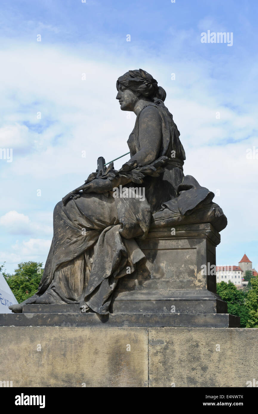Lady statue outside the Rudolfinum Concert Hall, Prague, Czech Republic ...