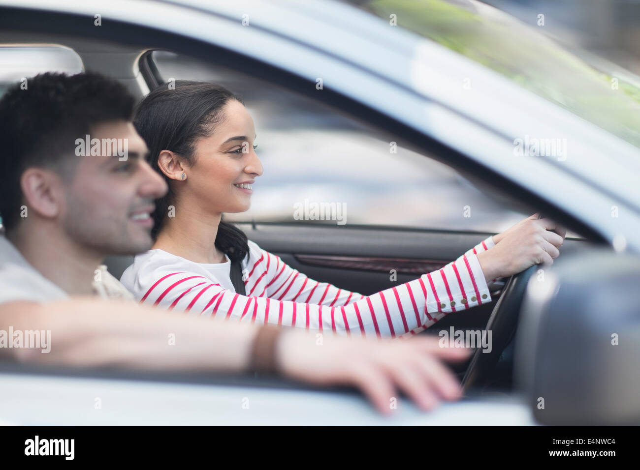 Couple traveling inside car hi-res stock photography and images - Alamy