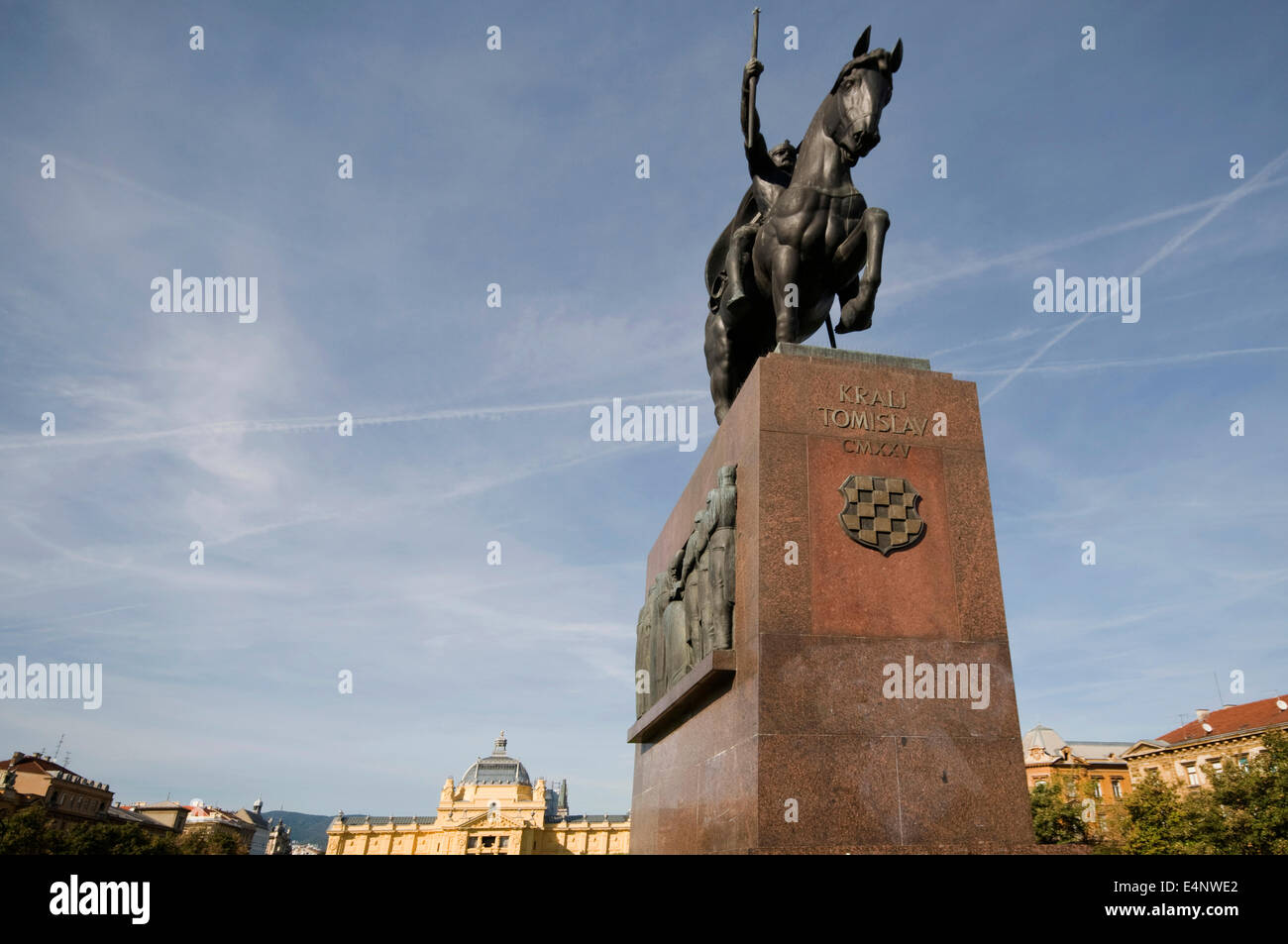 EUROPE, Croatia, Zagreb, Kralija Tomislava Square, Statue of First ...