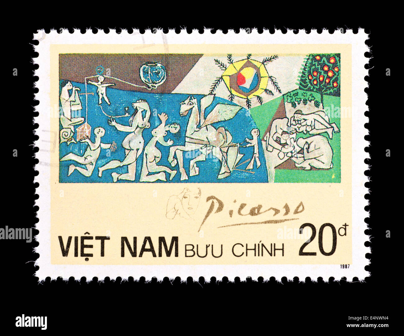 Postage stamp from Vietnam depicting the Pablo Picasso painting "War ...
