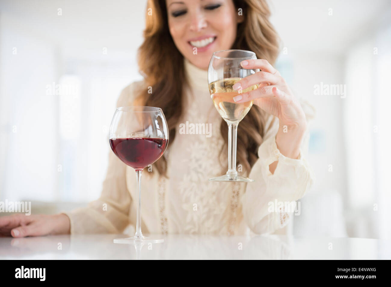 Woman glasses sitting glass table hi-res stock photography and images ...