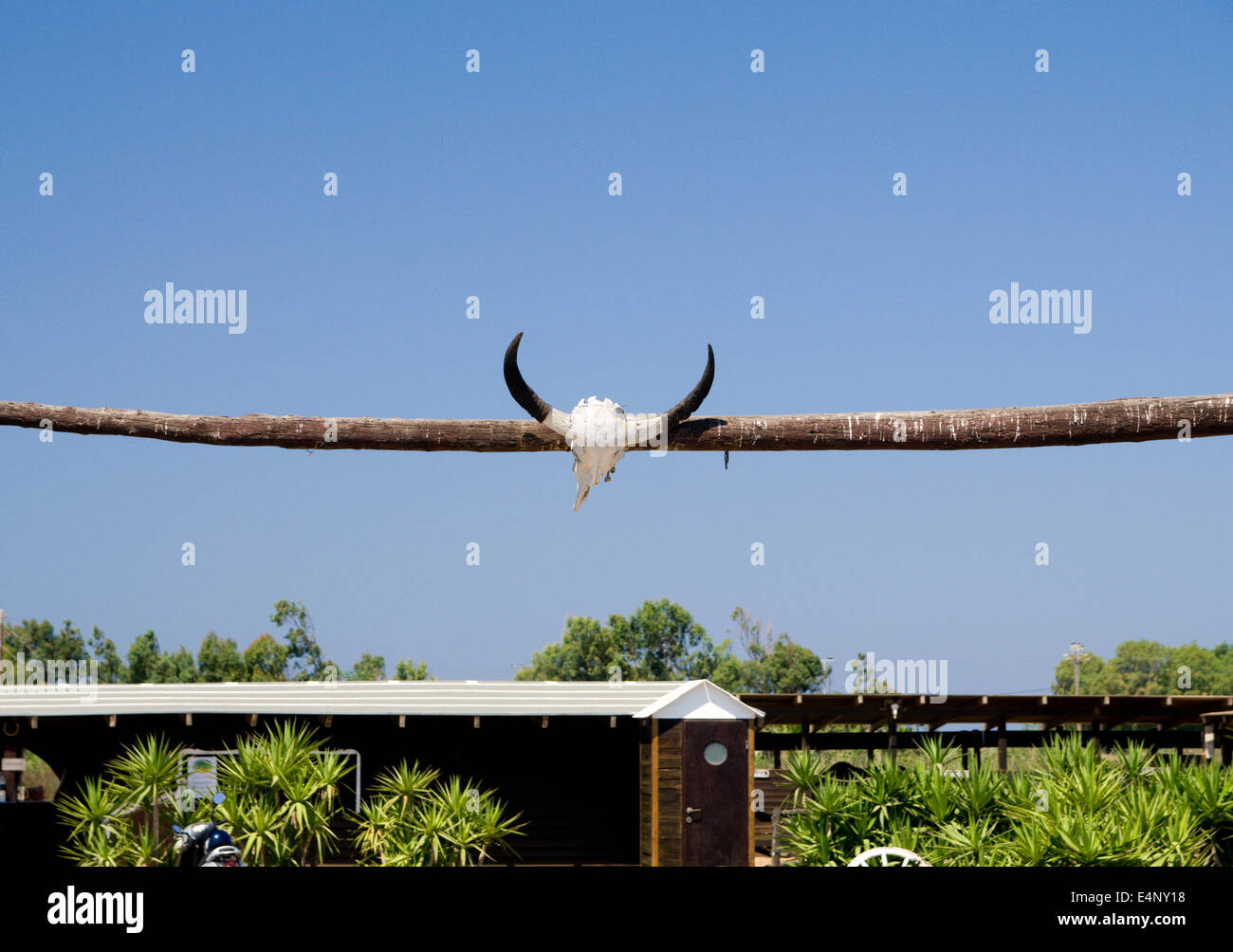 Horns above gateway to the Salt Lake Stables, Tingaki, Kos Island ...