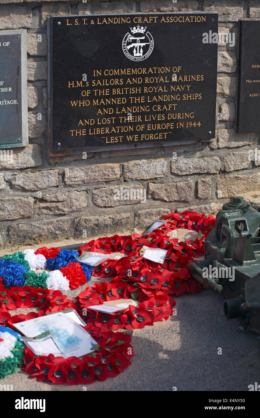 memorial wreaths laid In remembrance outside Musee Du Debarquement D ...
