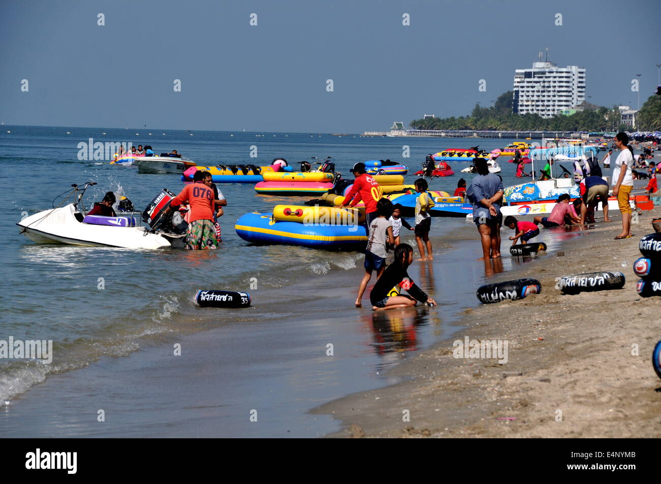 Bang Saen, Thailand: Local Thais enjoying a day in the sea at popular ...