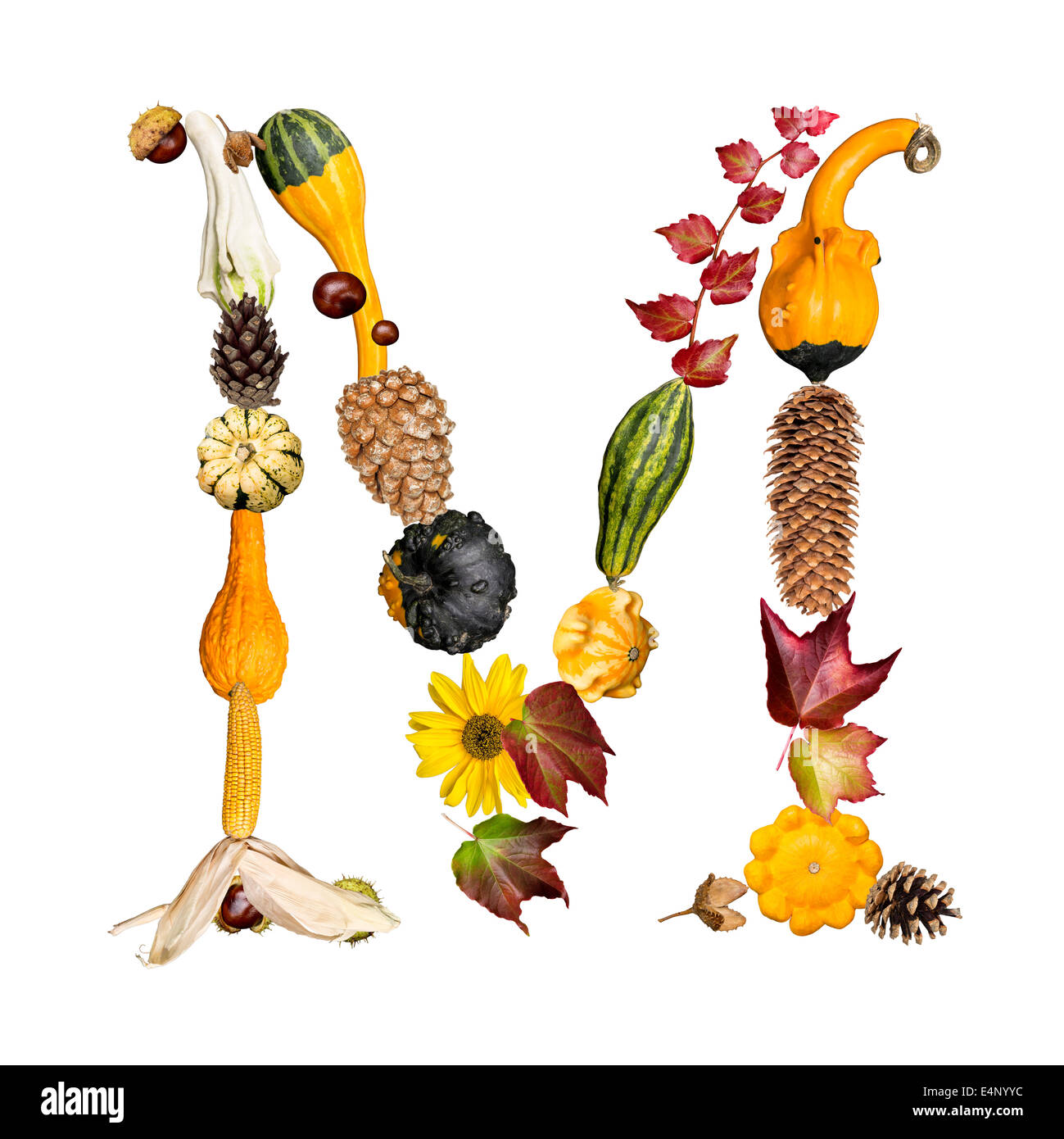 isolated Alphabet with autumn symbols Letter M Stock Photo - Alamy