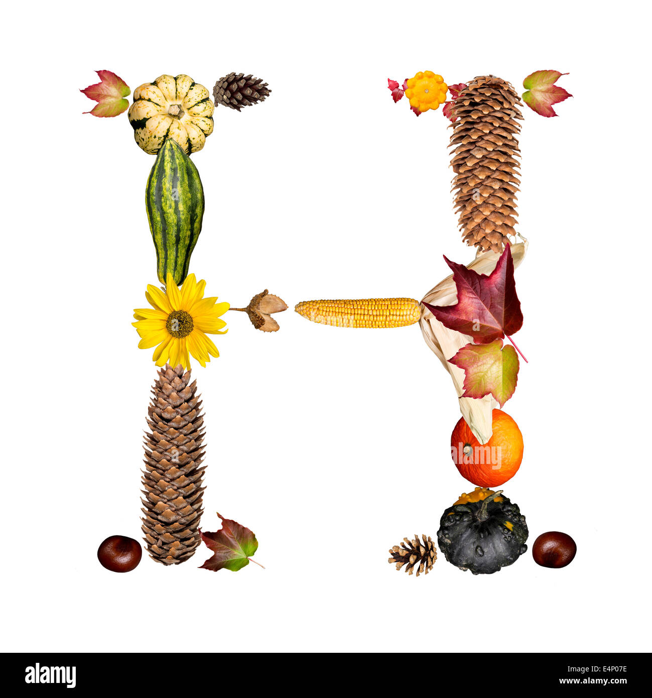 isolated Alphabet with autumn symbols Letter H Stock Photo - Alamy