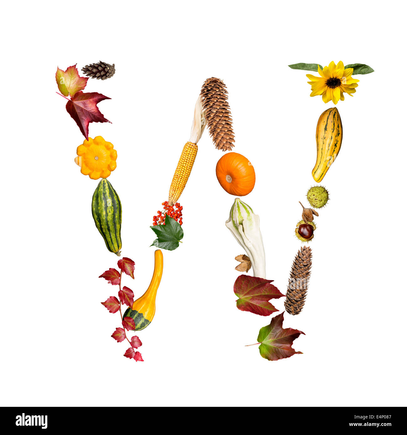 isolated Alphabet with autumn symbols Letter W Stock Photo - Alamy